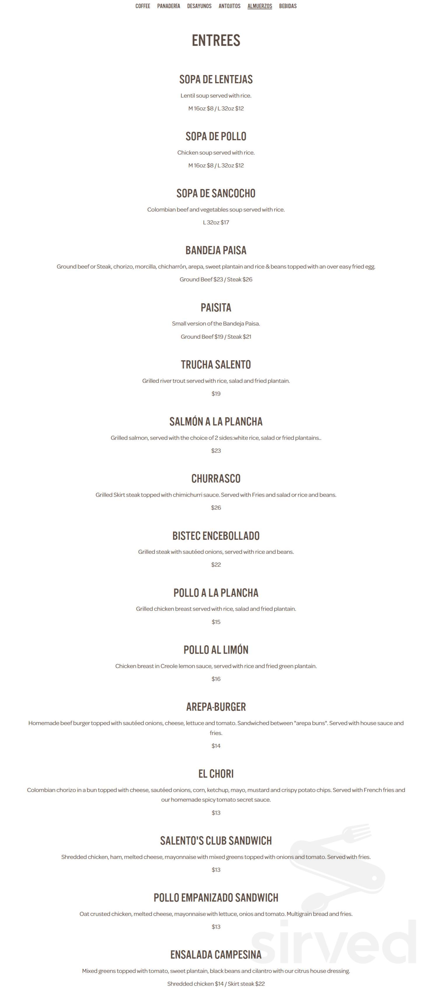 Salento menu in New York, New York, USA