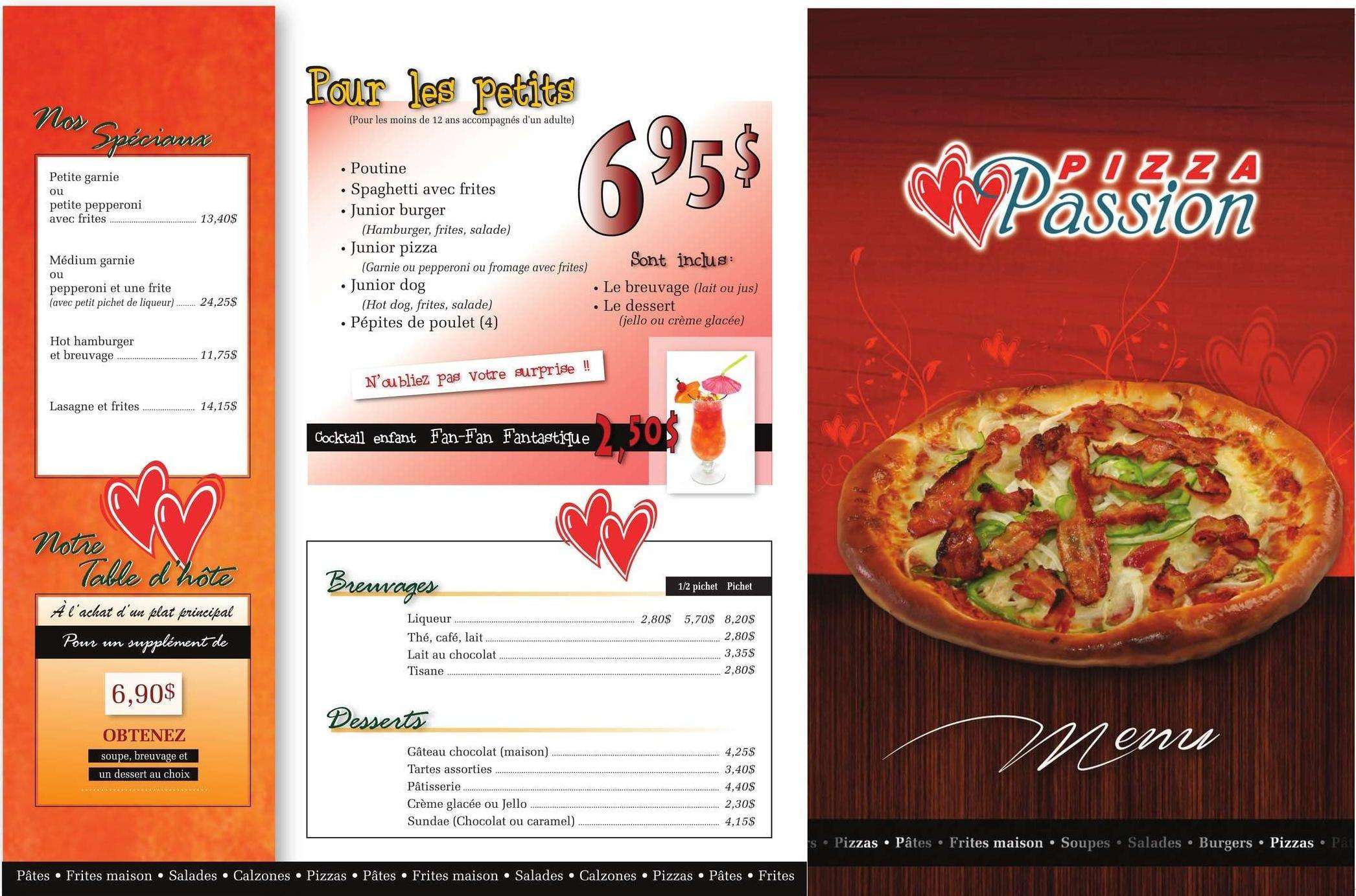 Menu for Pizza Passion Beauport in Québec, QC | Sirved