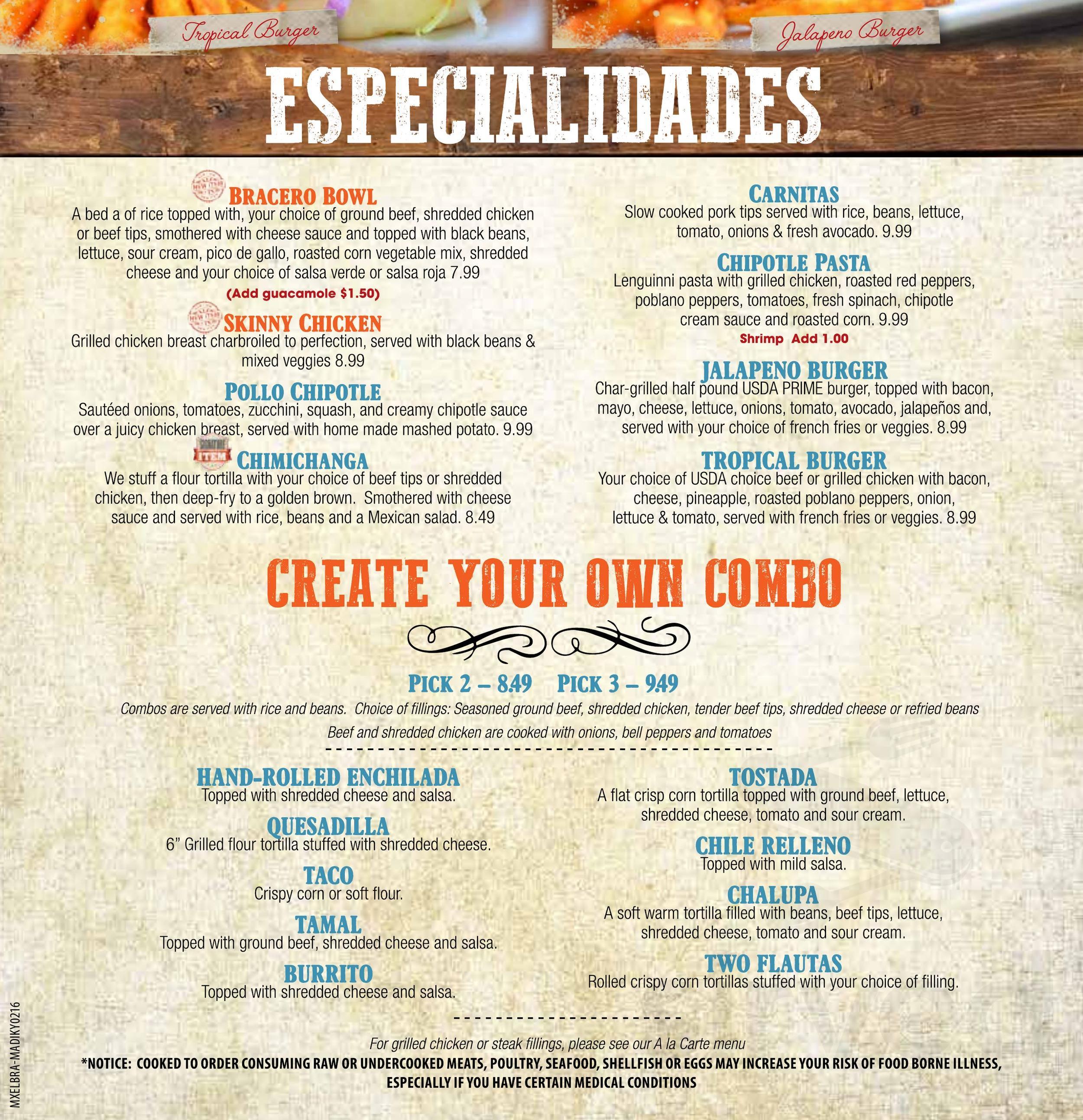 El Bracero of Madisonville menus in Madisonville, Kentucky, United States