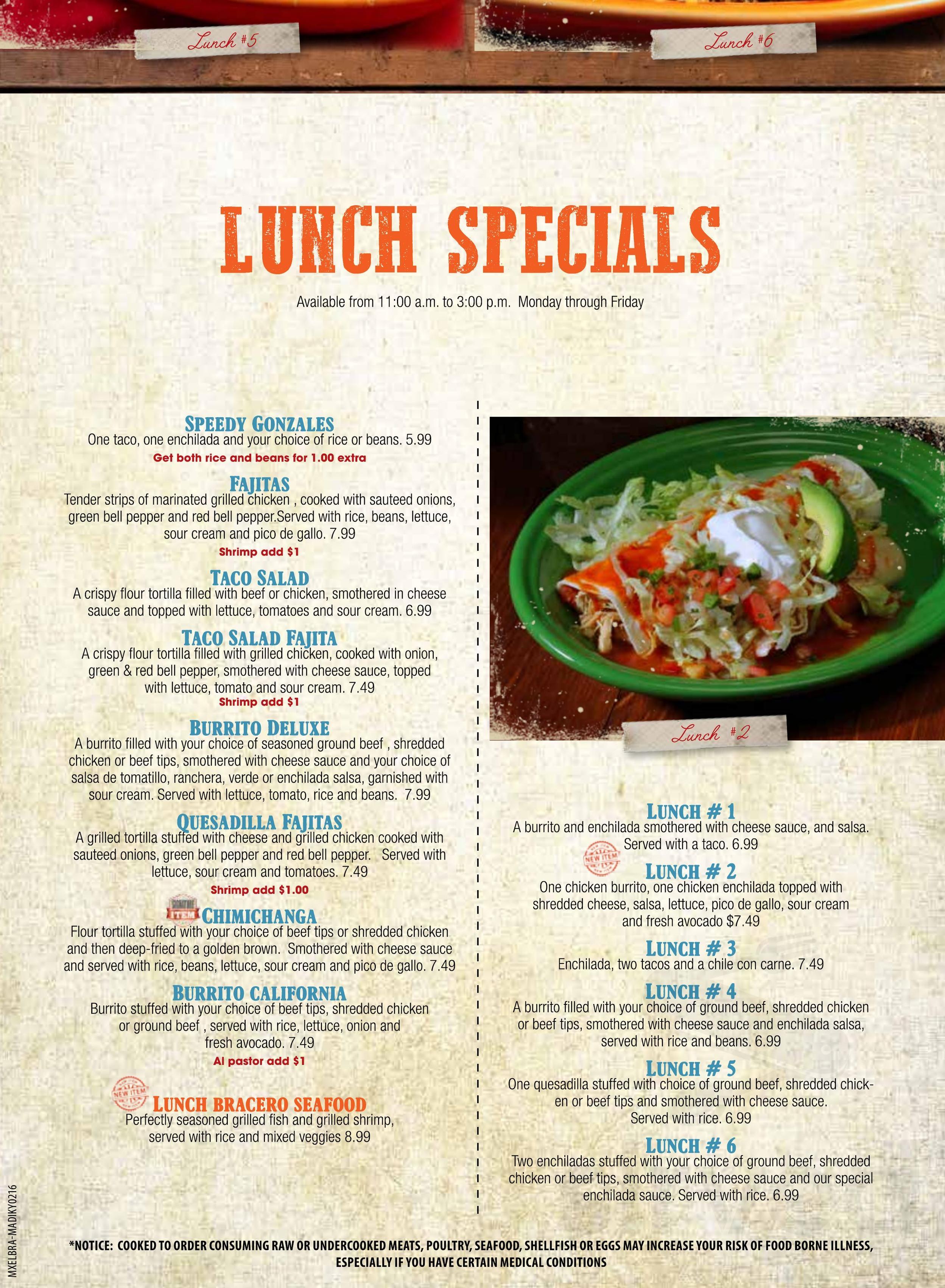 El Bracero of Madisonville menus in Madisonville, Kentucky, United States