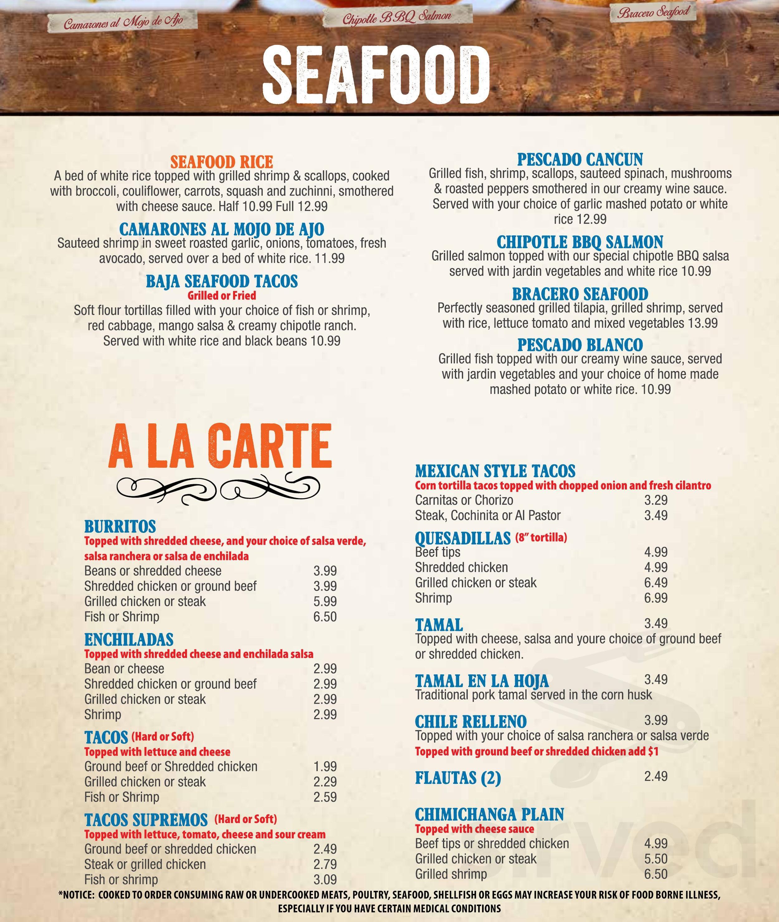 El Bracero of Michigan City menu in Michigan City, Indiana, USA