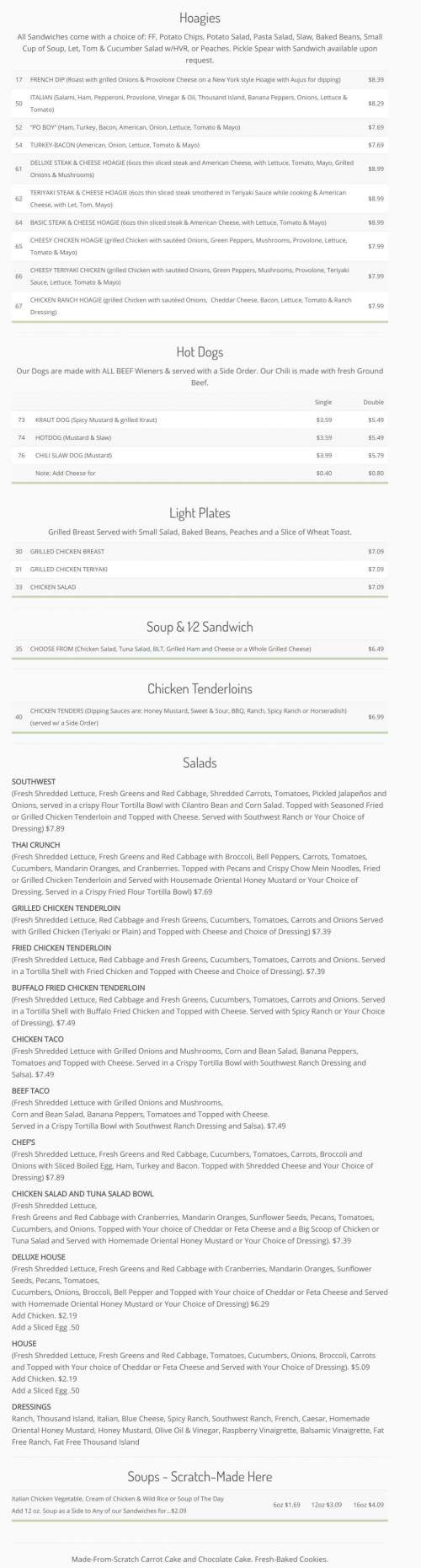TJ's Deli & Grill menu in Winston-Salem, North Carolina, USA