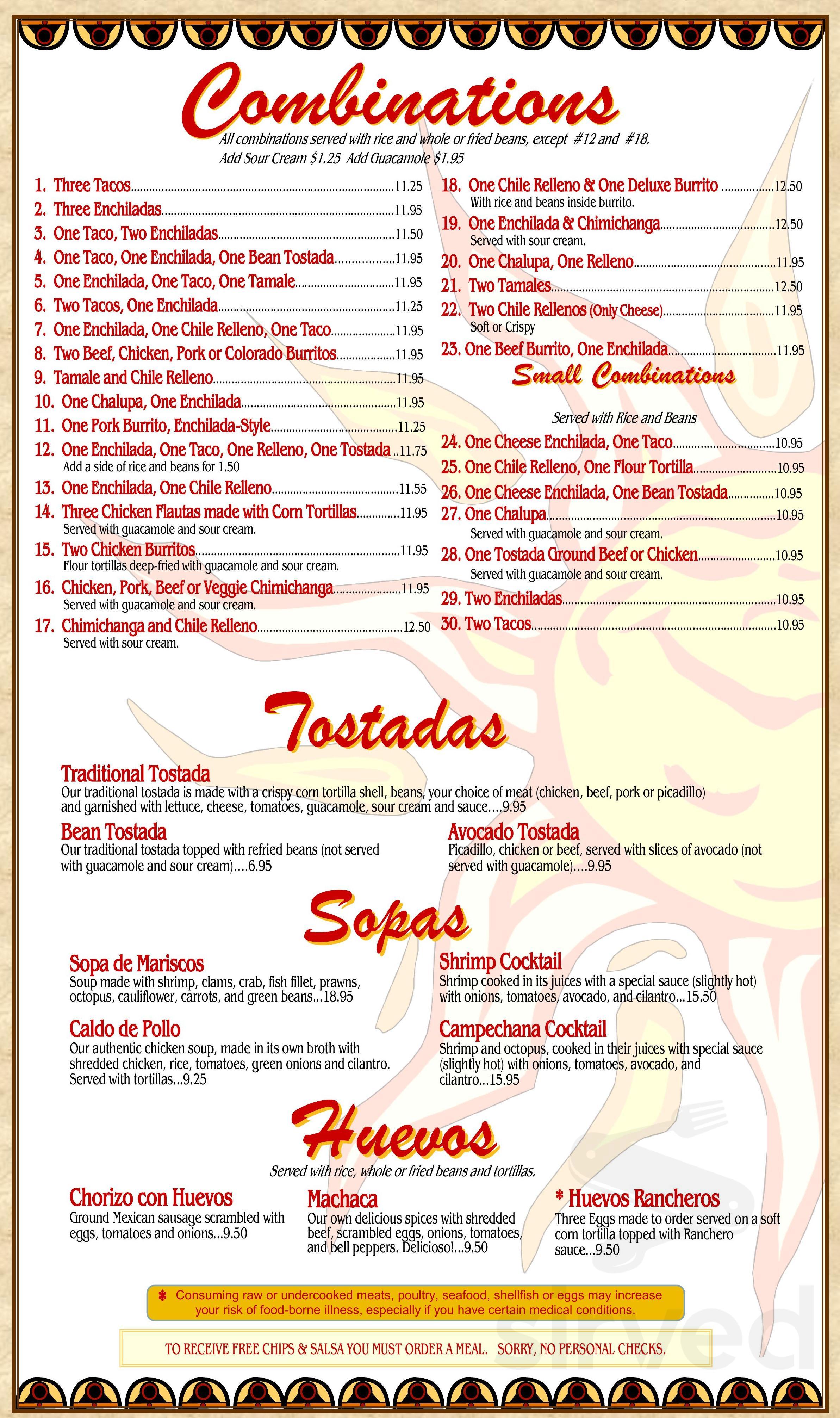 Fiesta Guadalajara menu in Grand Junction, Colorado, USA