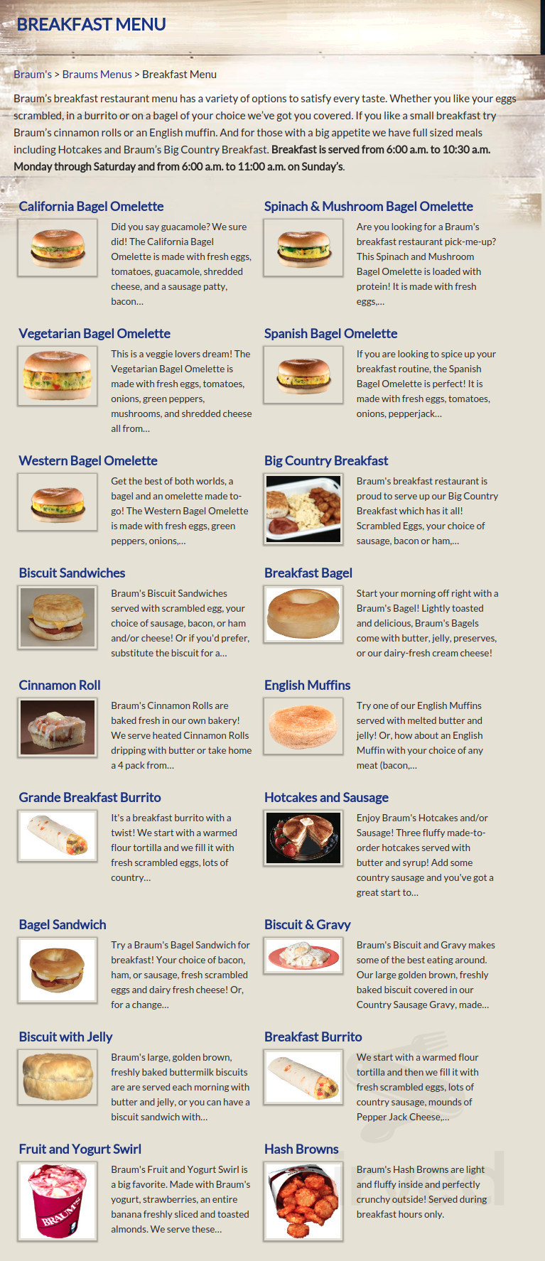 Menu for Braum's in Longview, TX | Sirved