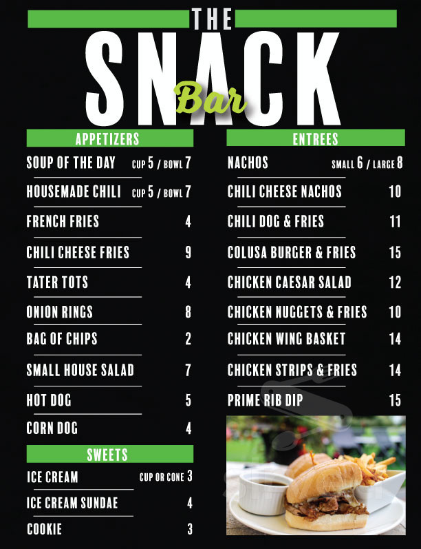 Menu For The Snack Bar In Colusa CA Sirved Menu For The Snack Bar In Colusa CA Sirved