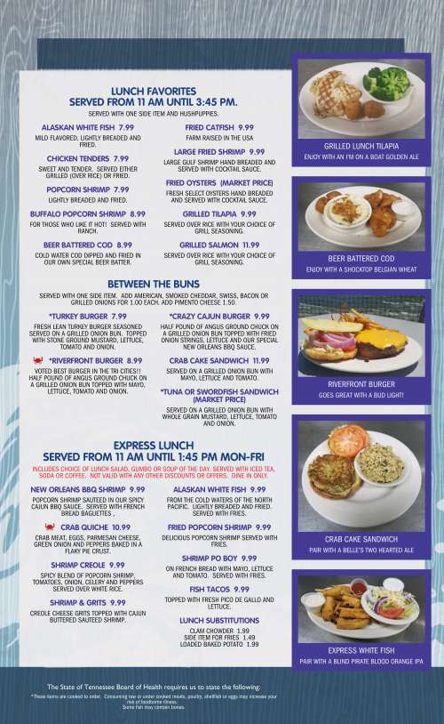 Riverfront Seafood Co menu in Kingsport, Tennessee, USA