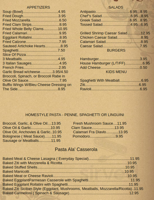 Don Giovanni's Restaurant menu in Morris, Connecticut, USA