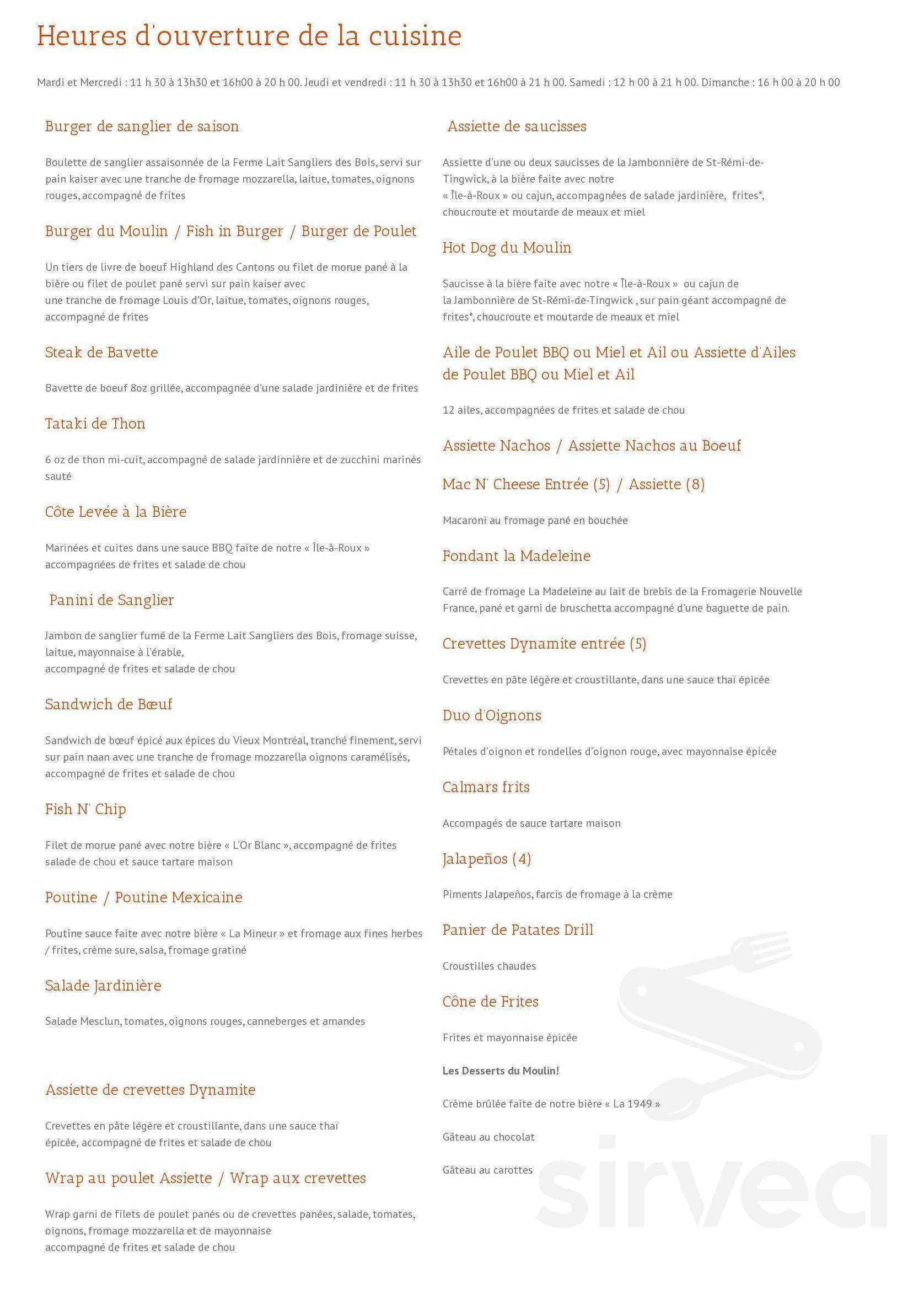 Menu for Moulin 7 - Microbrasserie / Pub & Boutique in Val-des-Sources ...