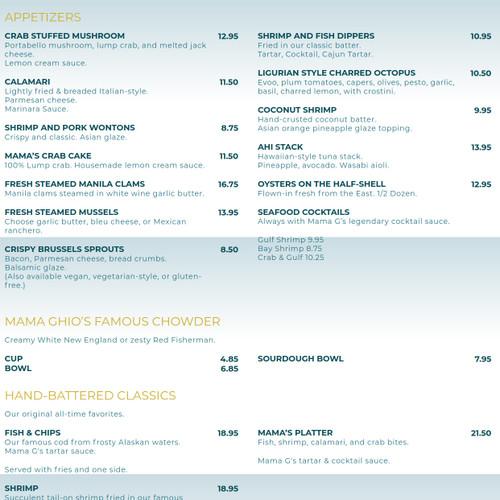 Anthony's Fish Grotto menu in La Mesa, California, USA