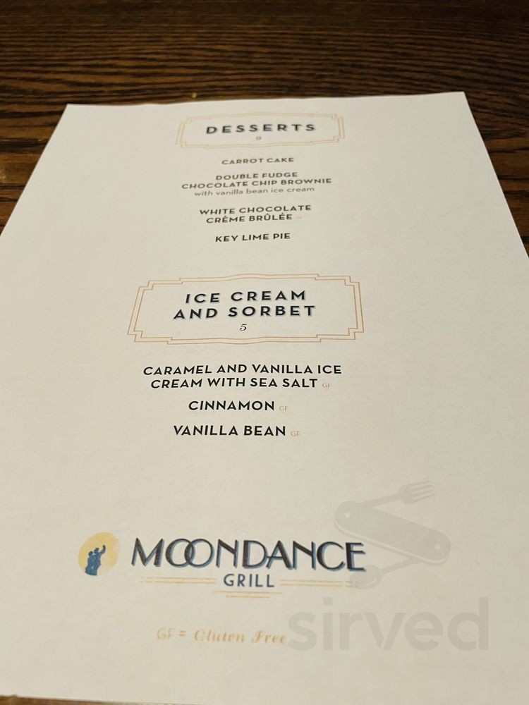 Moondance Grill menu in Germantown, Tennessee, USA