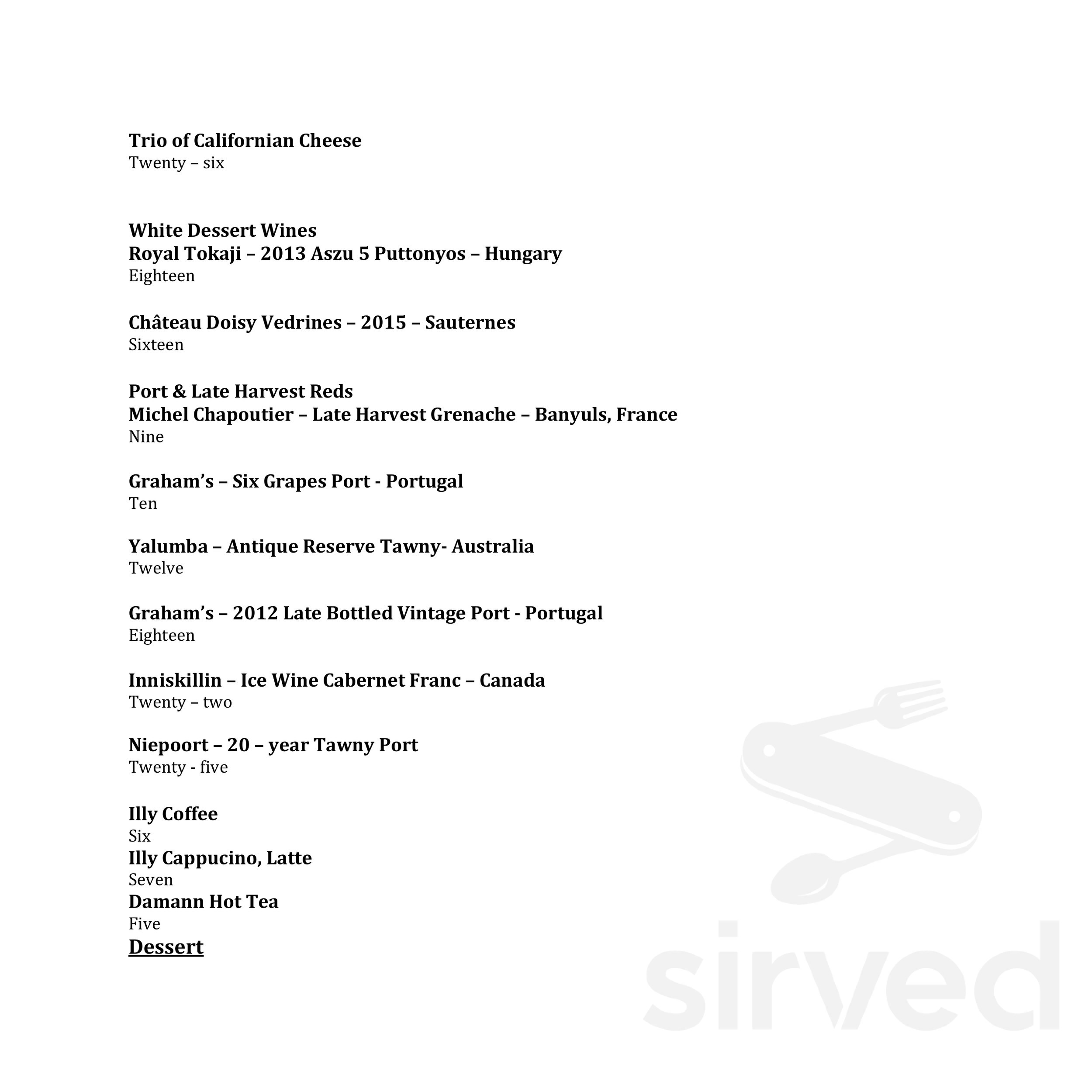 Pacific's Edge menus in Carmel-By-The-Sea, California, United States