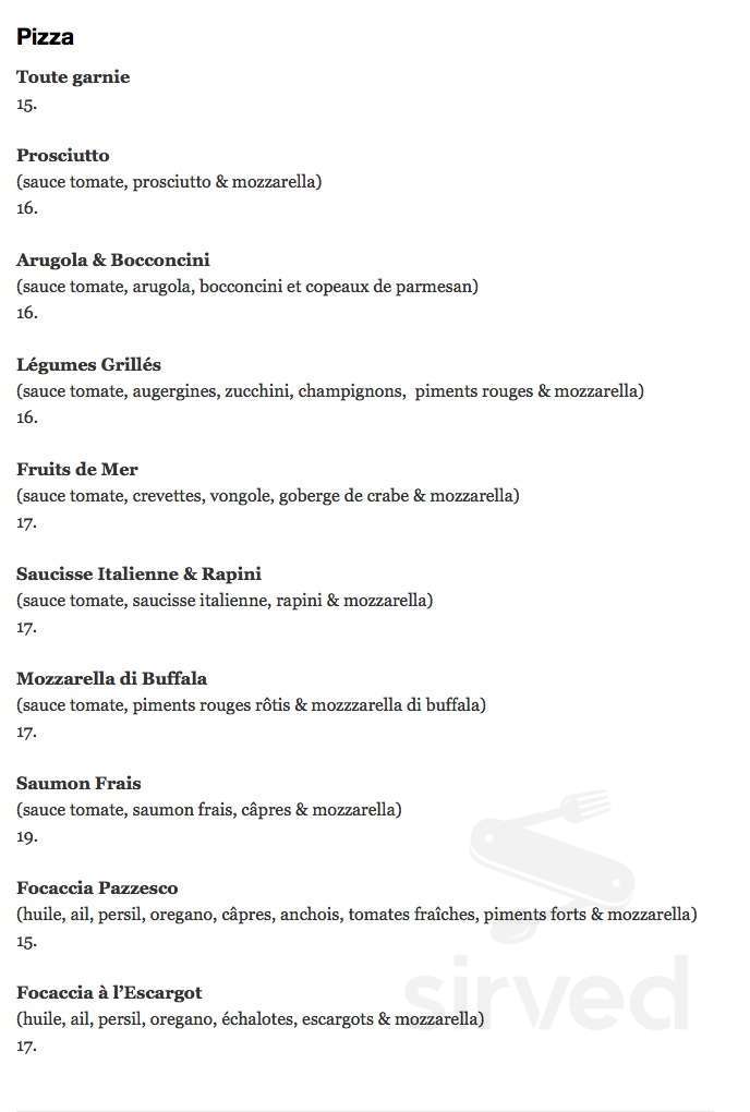 Restaurant Il Pazzesco menus in Anjou, Quebec, Canada