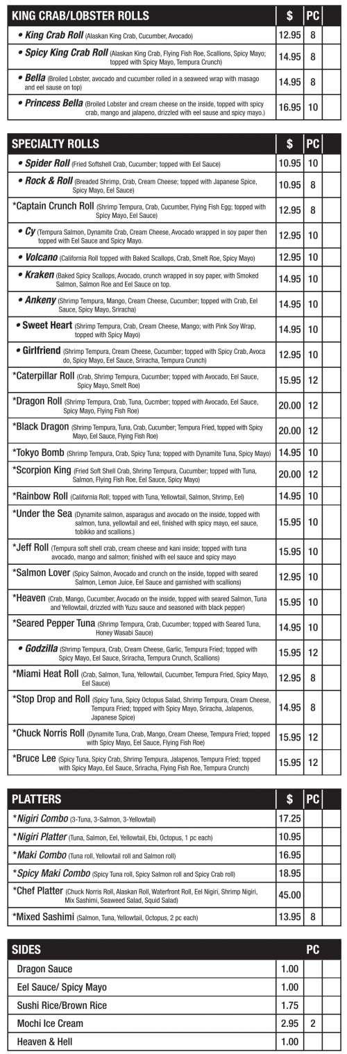 Waterfront Seafood Market Restaurant menu in Ankeny, Iowa, USA