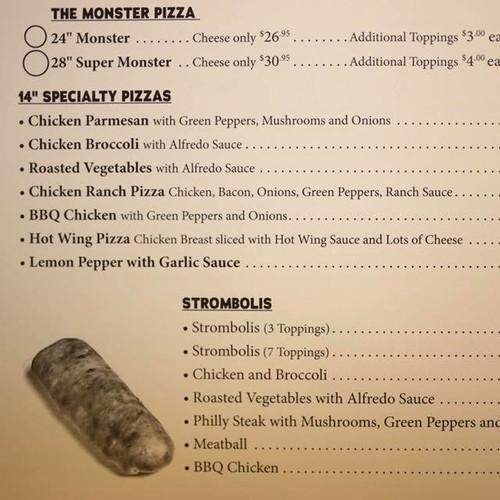 The Original Strombolis menu in Kingman, Arizona, USA