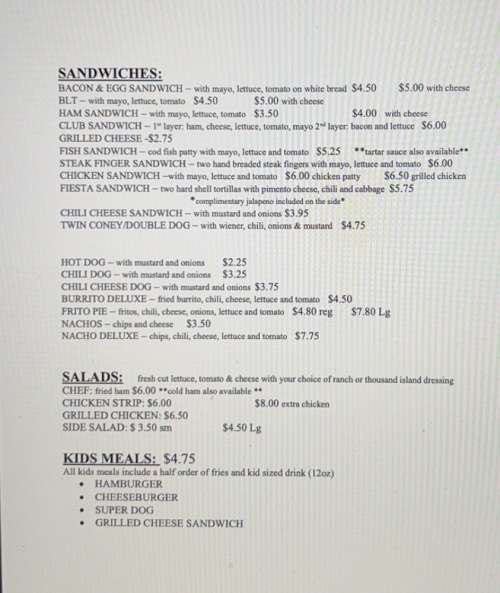 Rocky's Burgers menu in Lamesa, Texas, USA