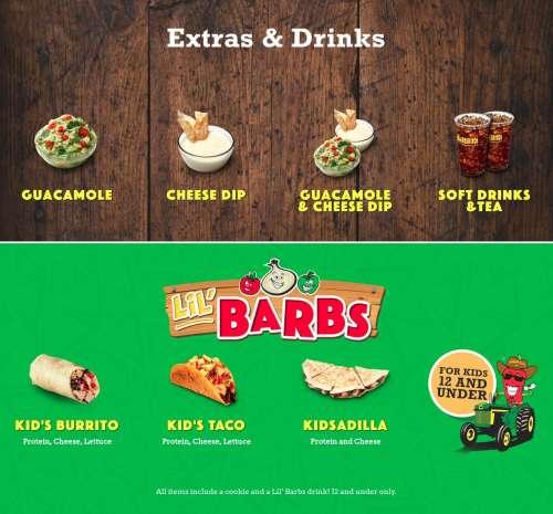 Barberitos menu in Auburn, Alabama, USA