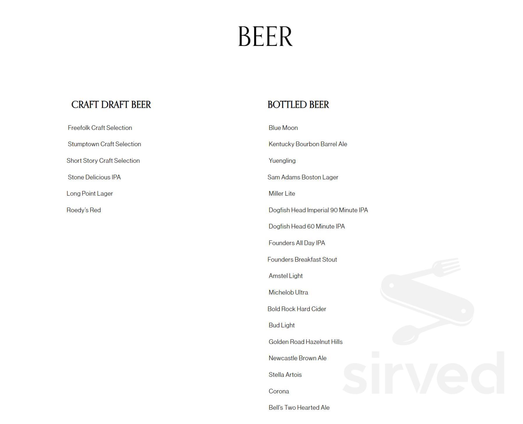 Menu for 1010 Bridge in Charleston, West Virginia, United States