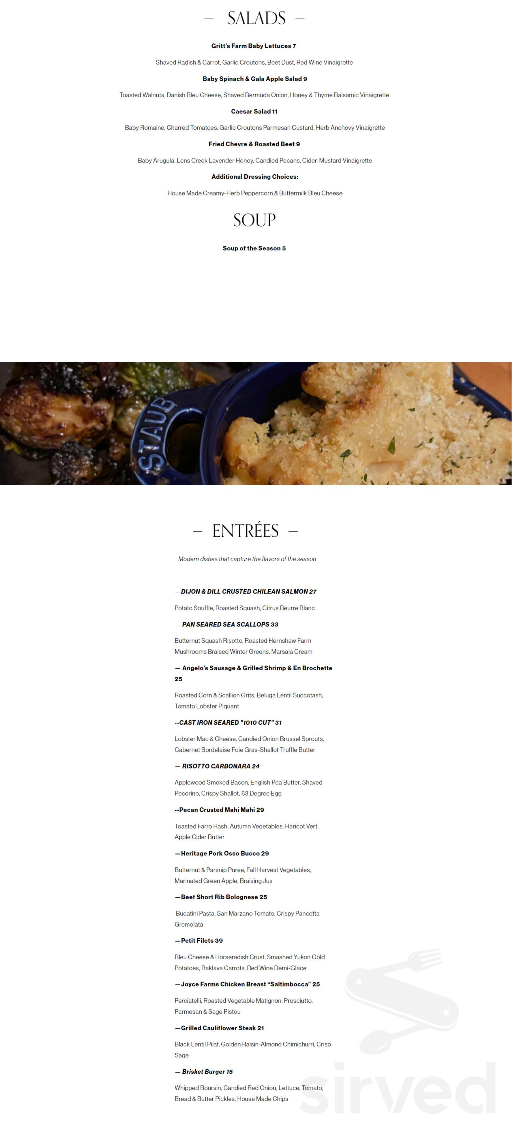 Menu for 1010 Bridge in Charleston, West Virginia, United States