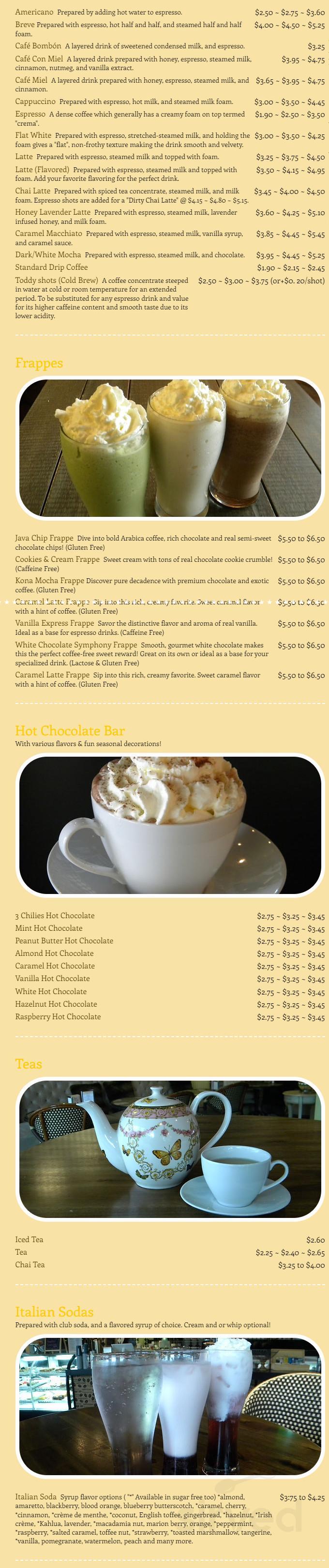 Elka Bee's Coffee Haus menu in Clackamas, Oregon, USA