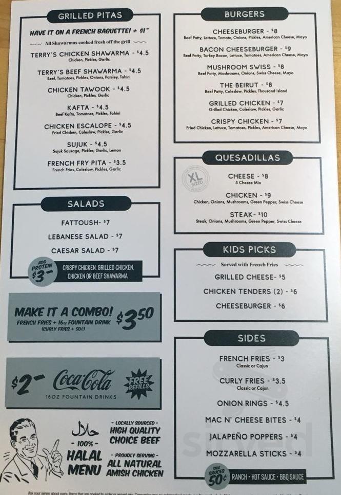 Menu - Dearborn Heights MI's The Terry Melt | Sirved