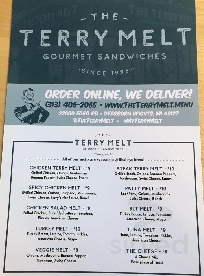 Menu - Dearborn Heights MI's The Terry Melt | Sirved