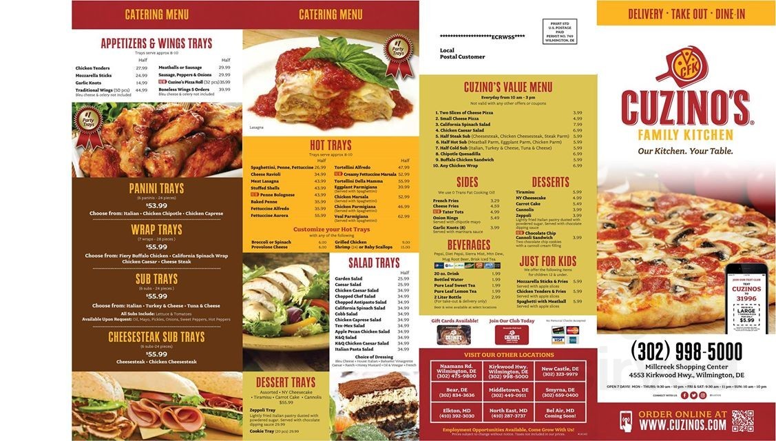 Cuzino's Family Kitchen menu in New Castle, Delaware, USA