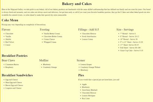 Shipyard Galley menu in Mattapoisett, Massachusetts, USA