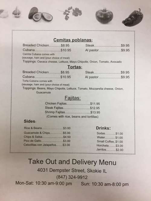 My Little Kitchen Mexican Food menu in Skokie, Illinois, USA