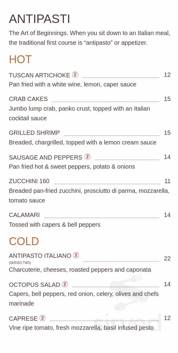 160 Main menu in Northville, Michigan, USA