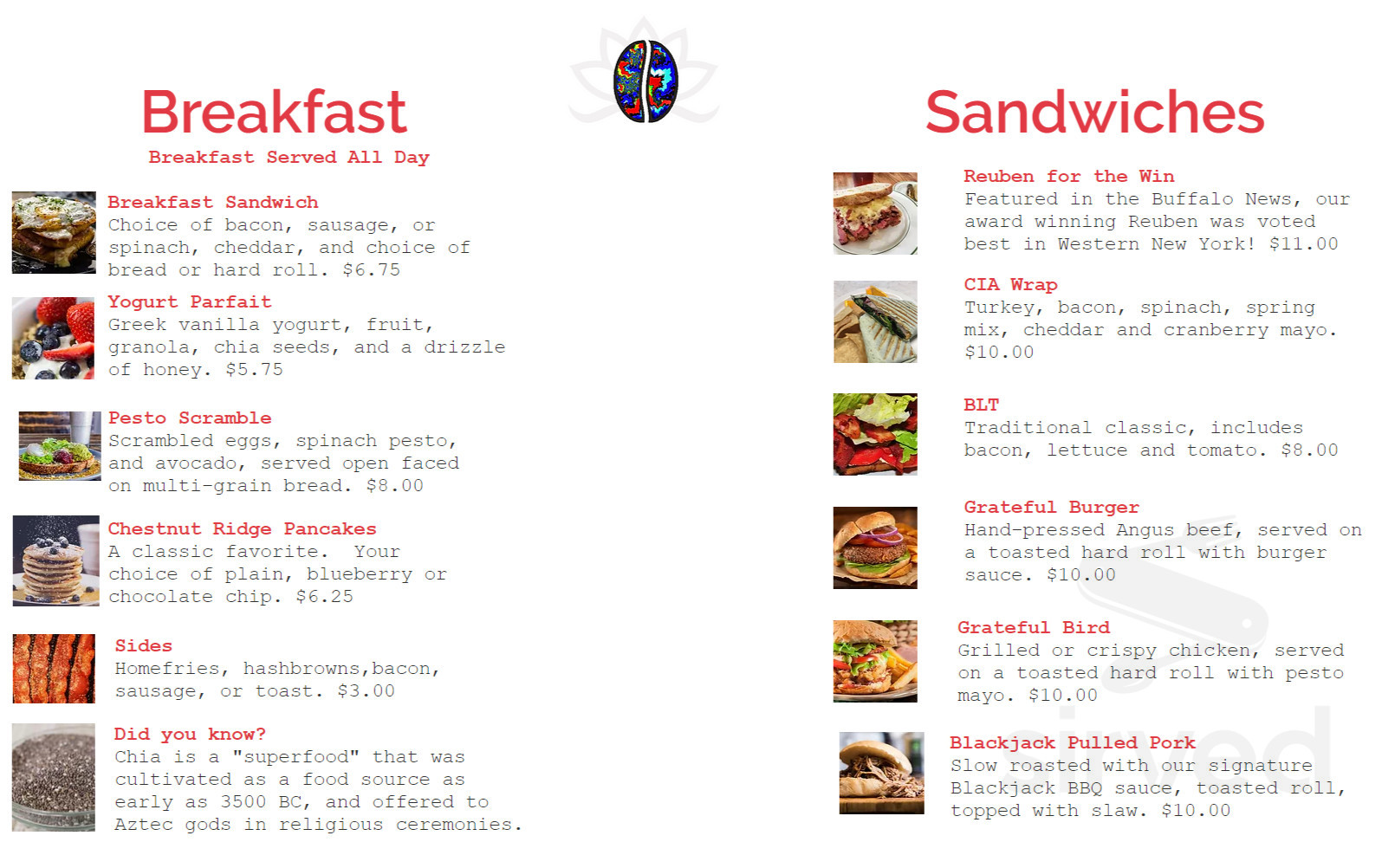 Grateful Grind Coffee menu in Orchard Park, New York, USA