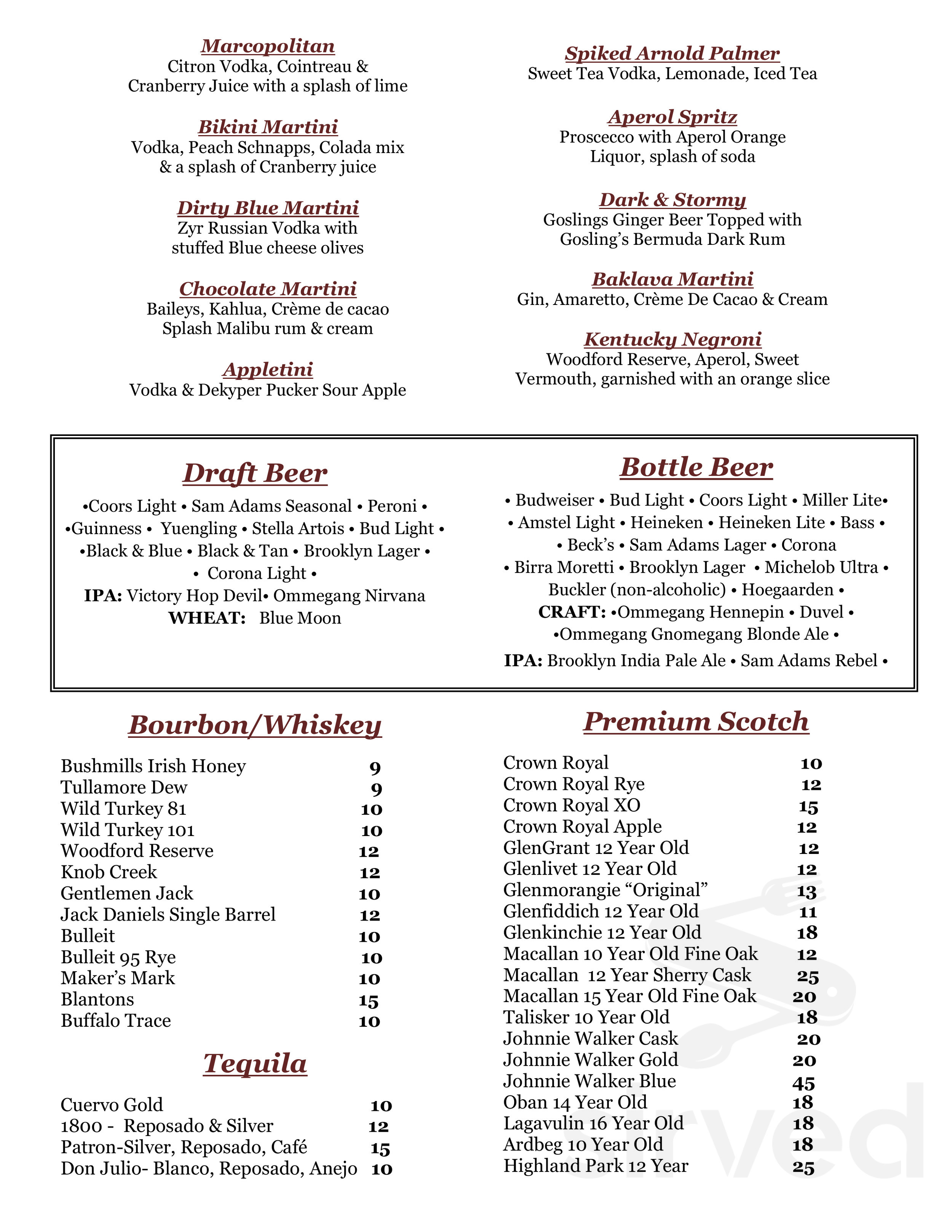 Marco Polo Restaurant & Tavern menus in Summit, New Jersey, United States