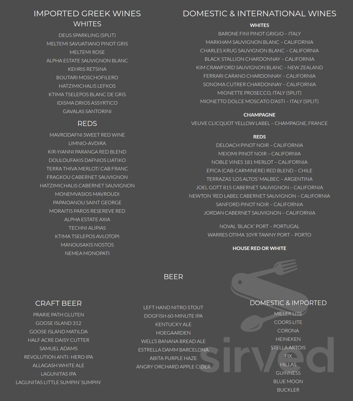 Menu for Plateia Mediterranean Kitchen in Glenview, IL | Sirved