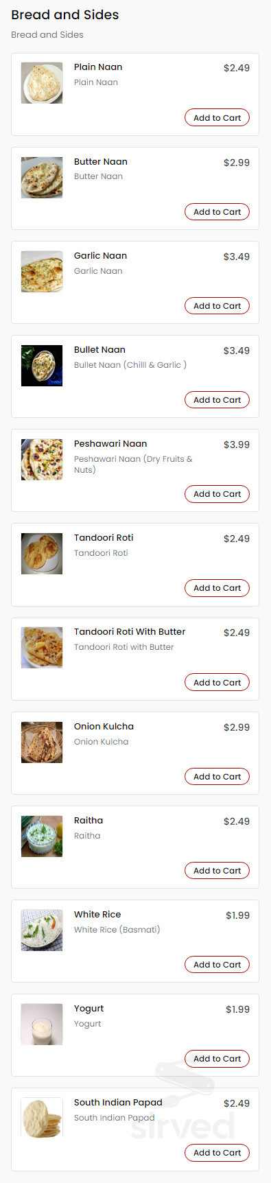 Persis Biryani Indian Grill menu in Alpharetta, Georgia, USA