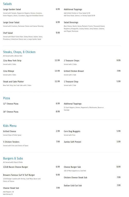 Brewers Landing menu in Essex, Maryland, USA