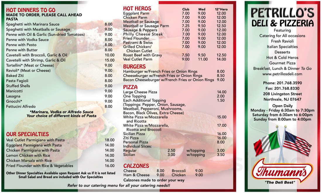 Petrillo's Deli & Pizzeria menu in Northvale, New Jersey, USA