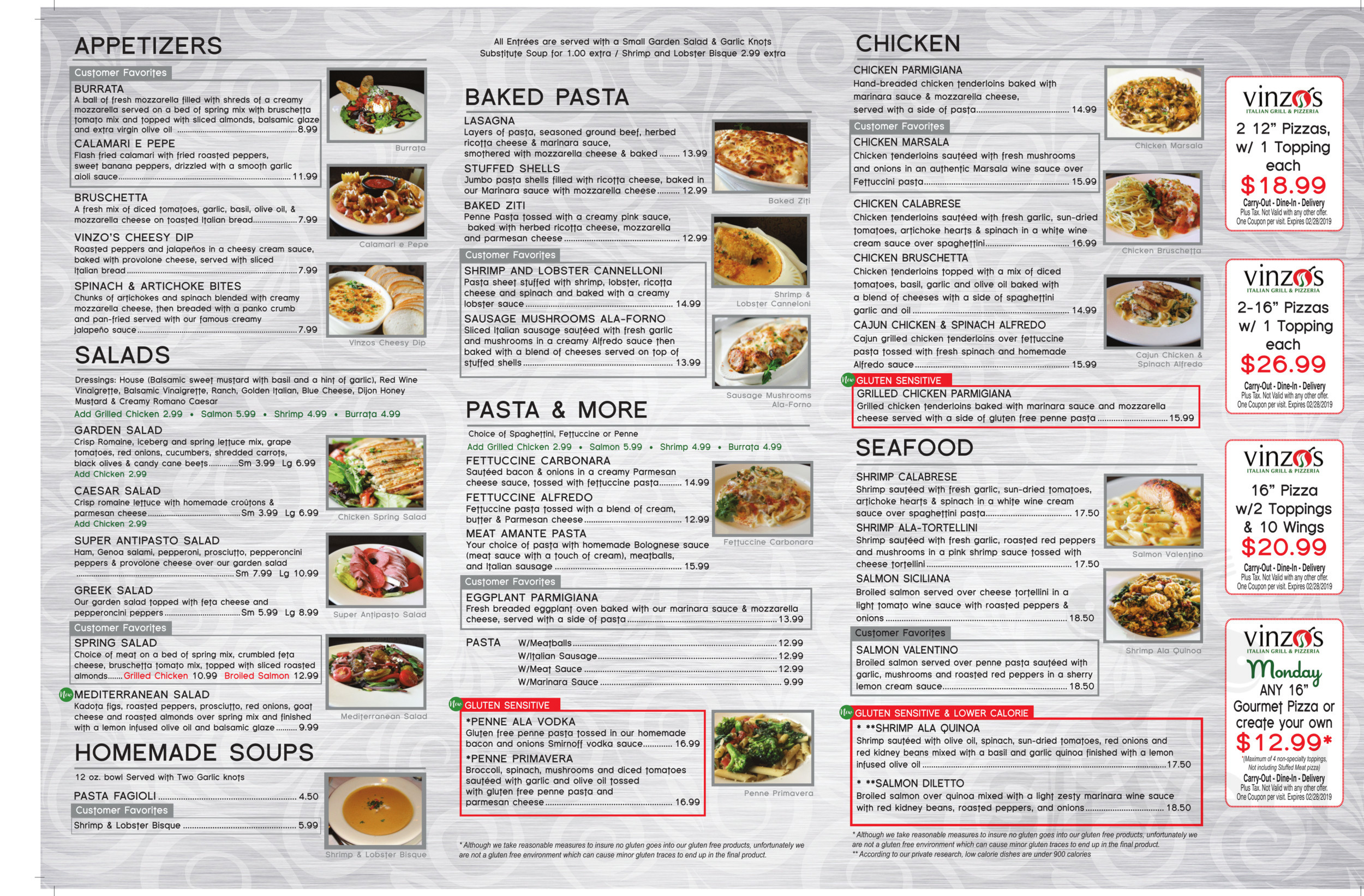 Vinzo's Italian Grill & Pizzeria menu in Casselberry, Florida, USA