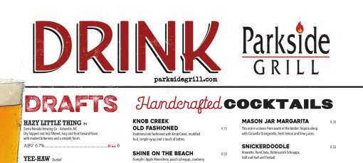 Menu for Parkside Grill in Knoxville, TN | Sirved