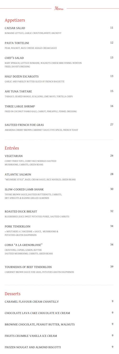 Krave Restaurant menu in Tequesta, Florida, USA