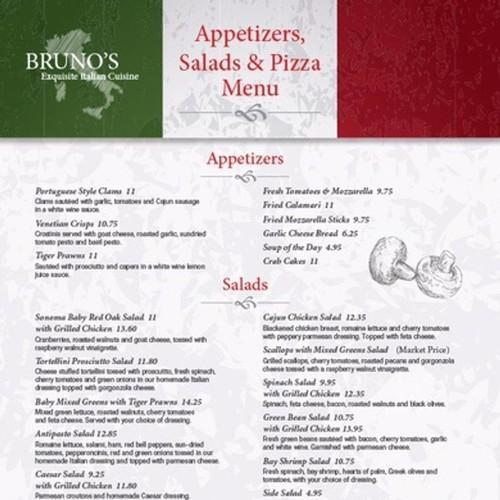Bruno's Italian Cuisine menu in Livermore, California, USA