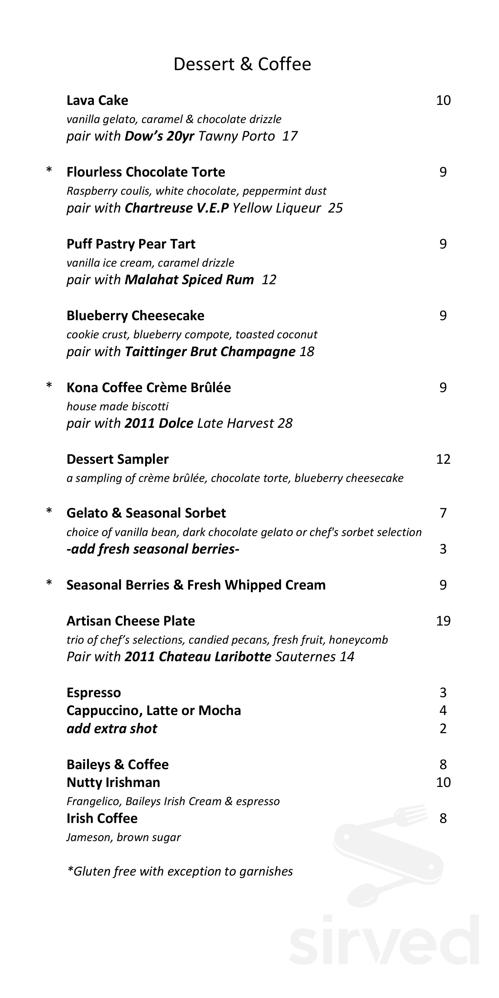 Forbes Mill Steakhouse menu in Los Gatos, California, USA