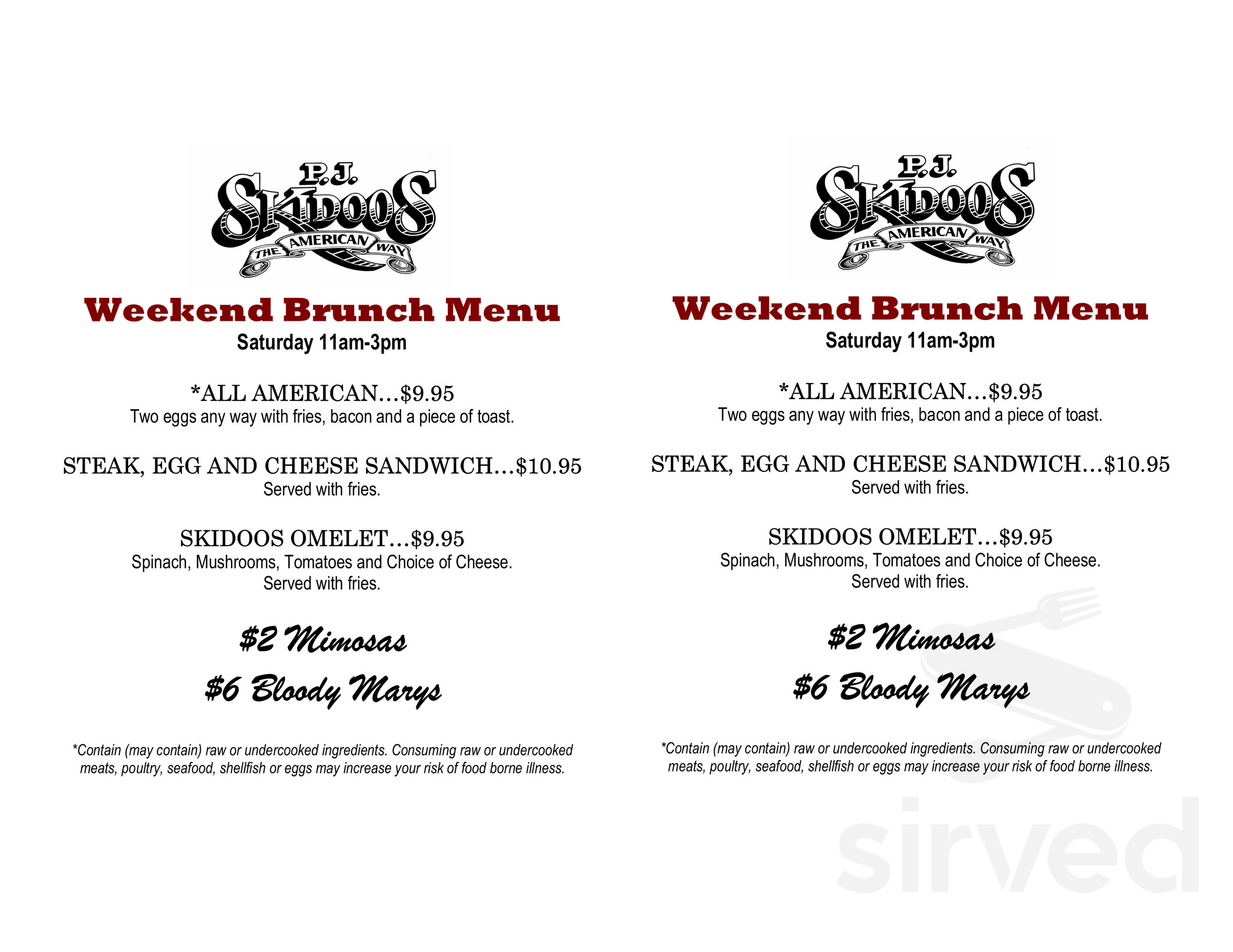 P.J. Skidoos menu in Fairfax, Virginia, USA