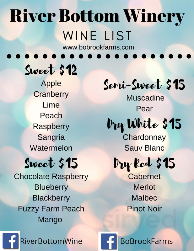 River Bottom Winery menus in Roland, Arkansas, United States