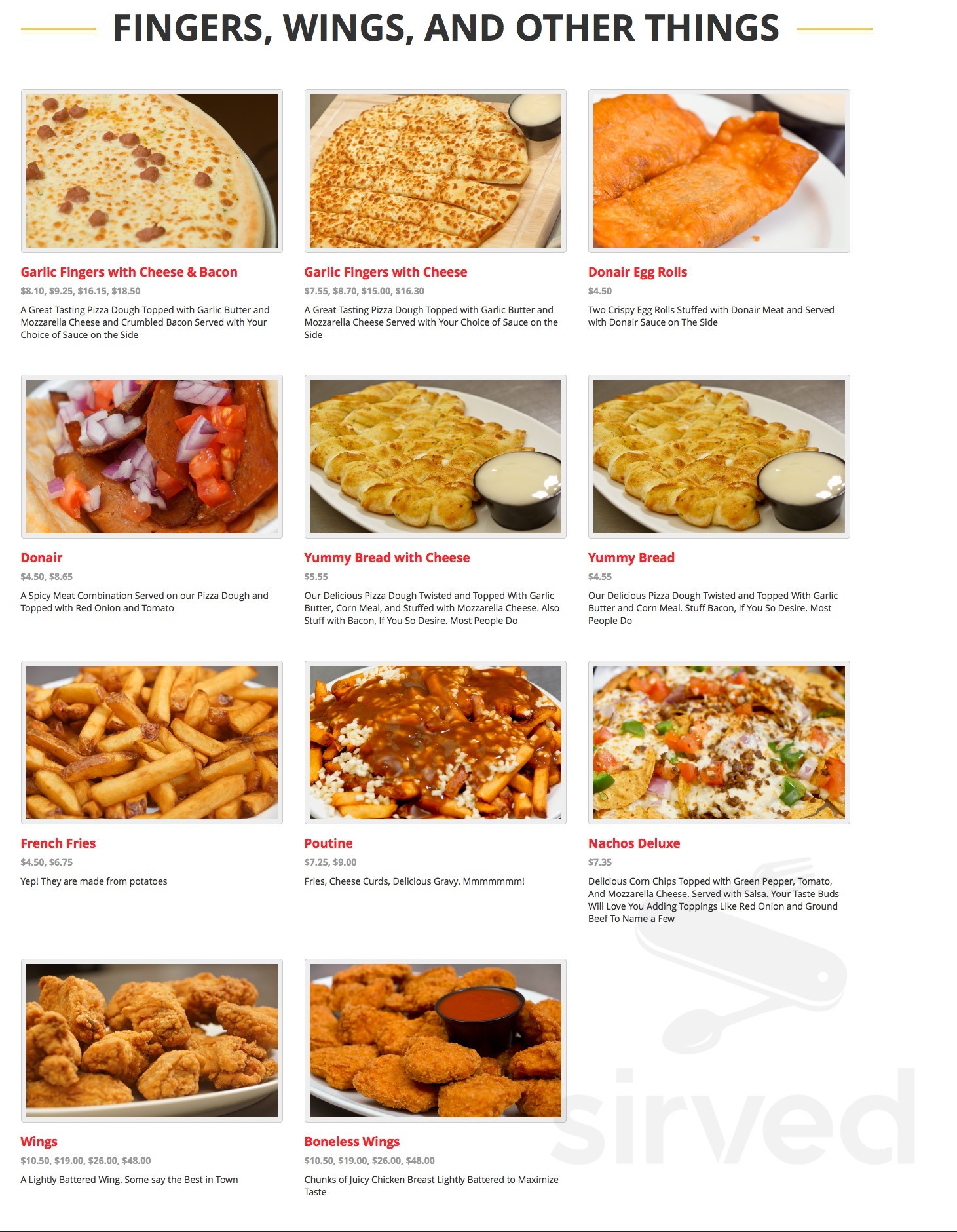 Old Town Pizza menus in Mount Pearl, Newfoundland and Labrador, Canada