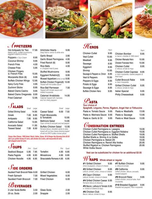 Franks pizza & pasta menu in Bellmore, New York, USA