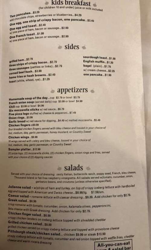 Elba Diner menu in Elba, New York, USA