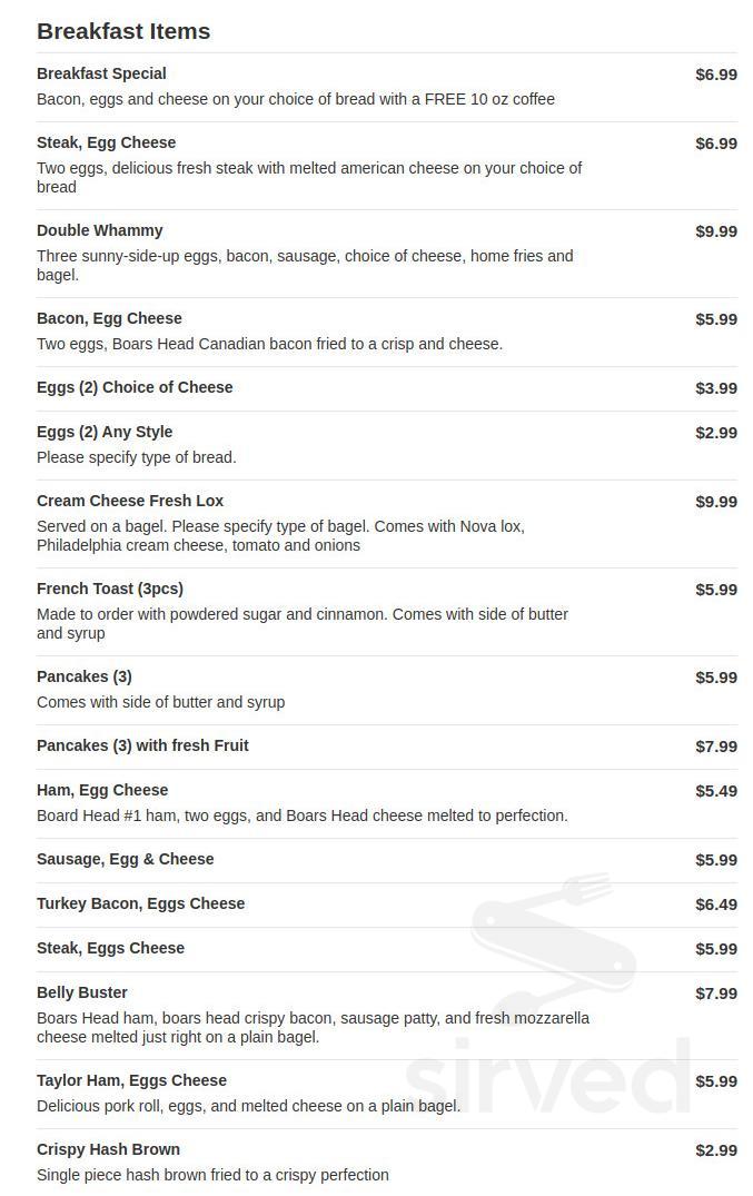 Clove Road Bagels menu in Staten Island, New York, USA