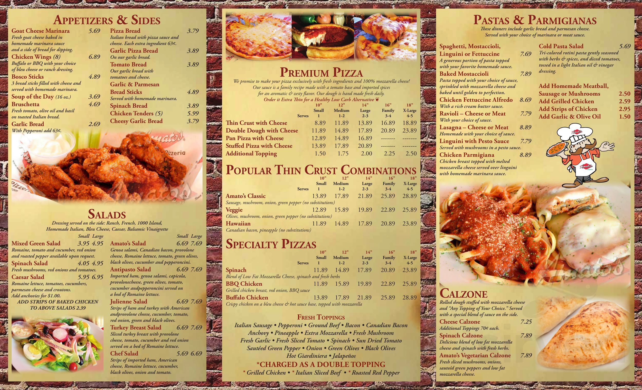 Amato's Pizza menu in Aurora, Illinois, USA