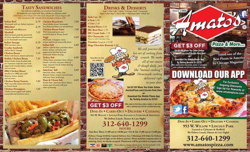 Amato's Pizza menu in Aurora, Illinois, USA