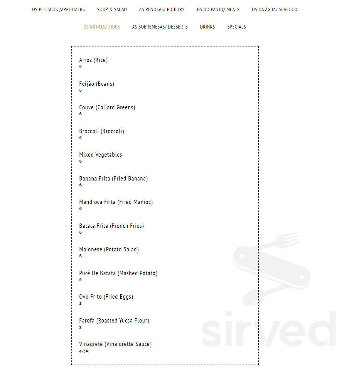 Favela Grill menu in Astoria, New York, USA