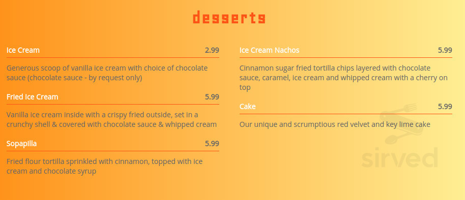 Pesos Mexican Cantina menu in Decatur, Georgia, USA